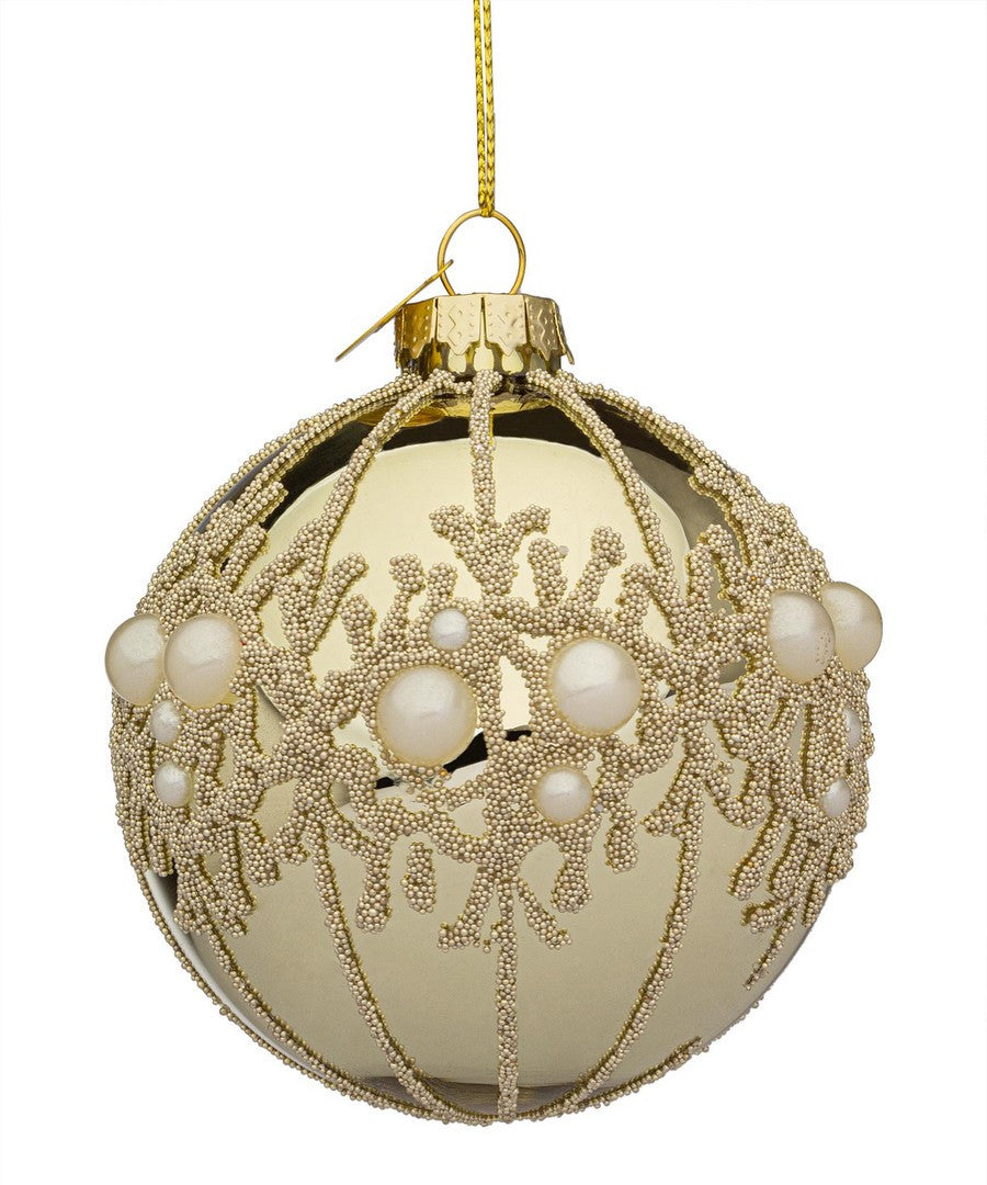 Bizzotto Christmas Ball Gem D 80 mm Glossy Glass Champagne – L'Arcolaio